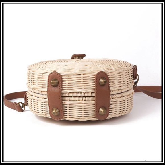 zenleather | Bags | New Round Rattan Woven Crossbody | Poshmark